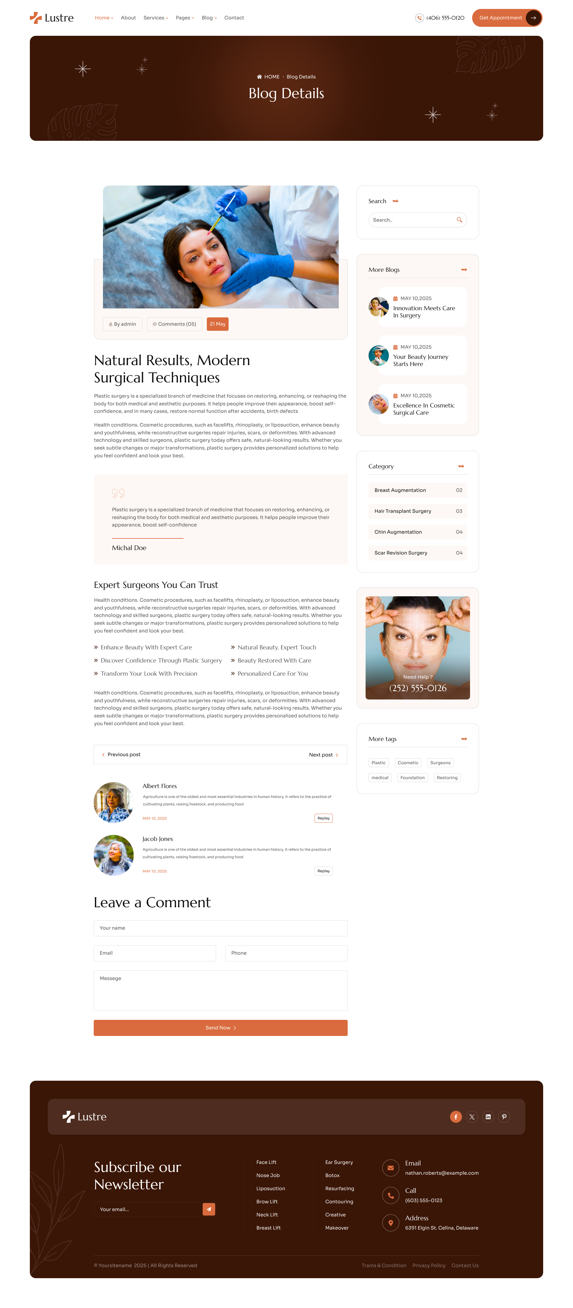 Lustre- Plastic Surgery Figma Template by zcubethemes | ThemeForest